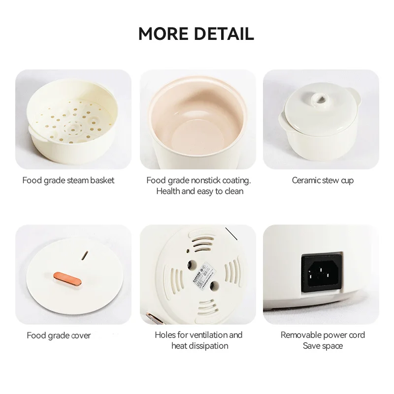 1.6 Litre Electric Multi Cooker Ceramic Stew Cup Steam Egg Electric ...