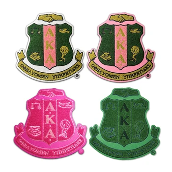 Stock Aka Sorority Shield Patches Pink And Green Iron On Patch For ...