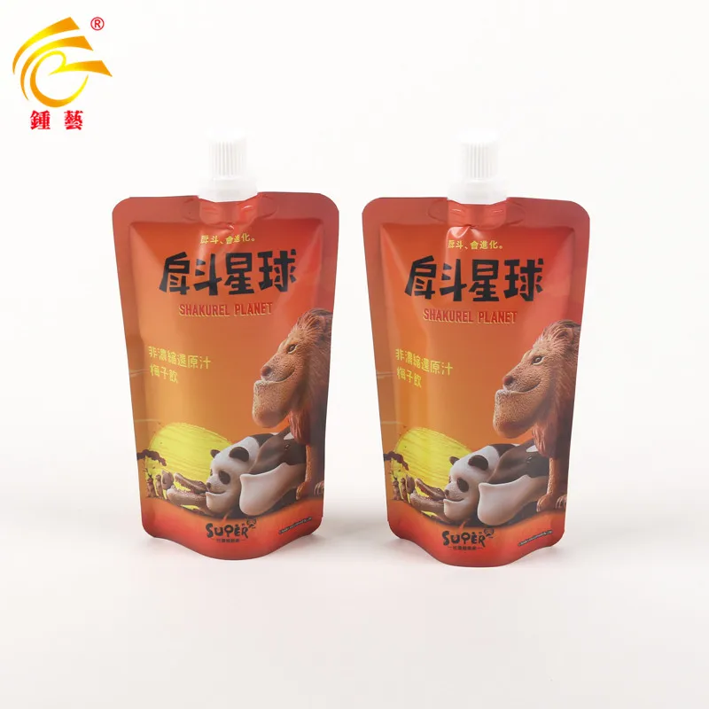 Custom Laminated Plastic Standing Fruit Juice Spout Pouch For Fruit ...