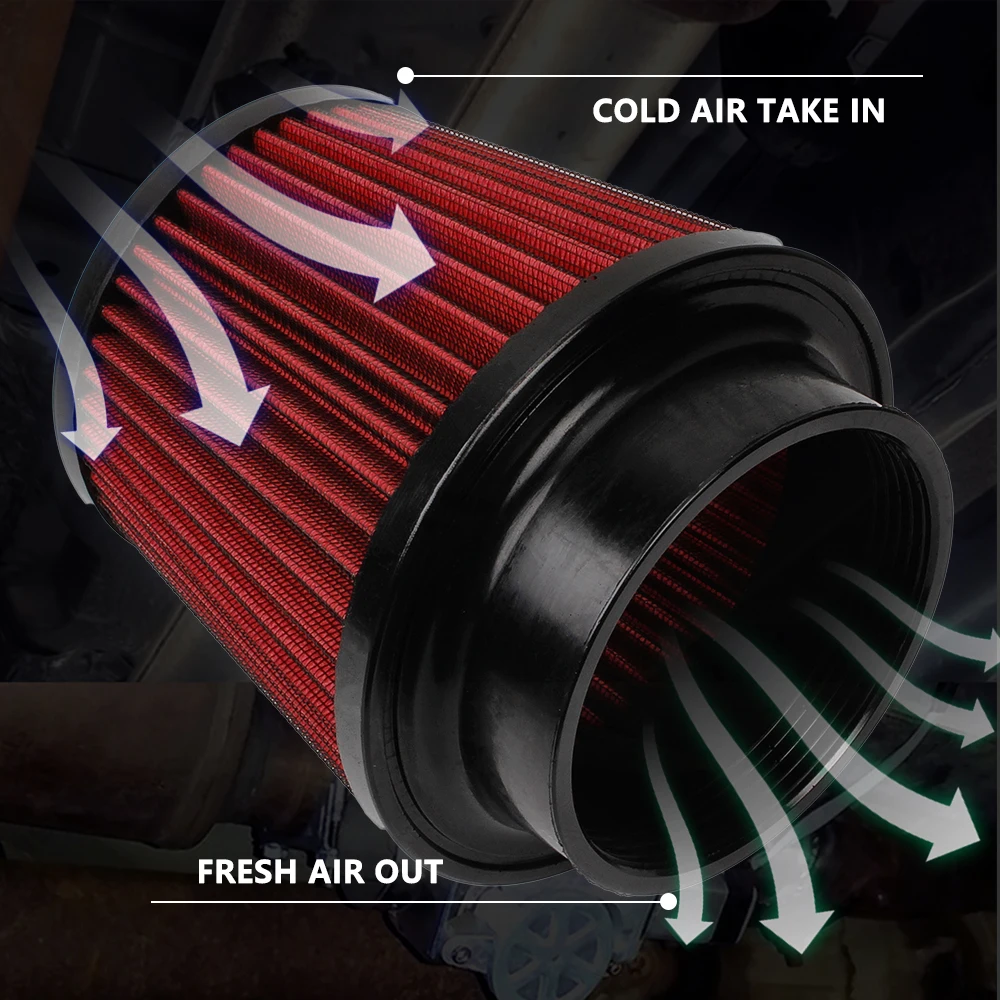 Universal 3" 76mm Modification Flow Car Cold Inlet Air Filter Car ...