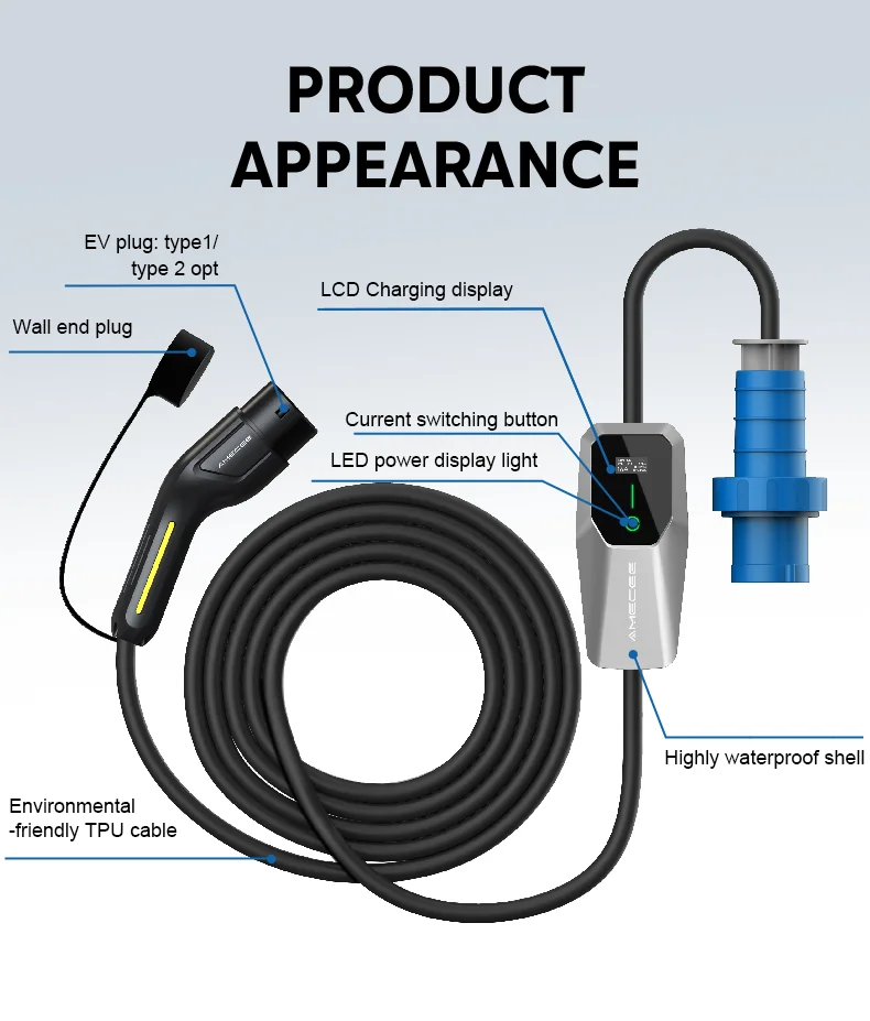 Level2 Evse 11kw 3 Phase Loadbalancing Chargers Stations Portable Fast ...