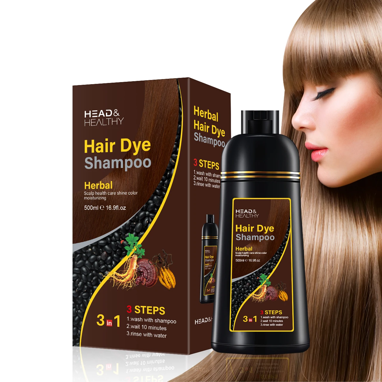 Alibaba.com: Ginseng a Wash 3 in 1 Herbal Hair Dye Shampoo, Permanent ...
