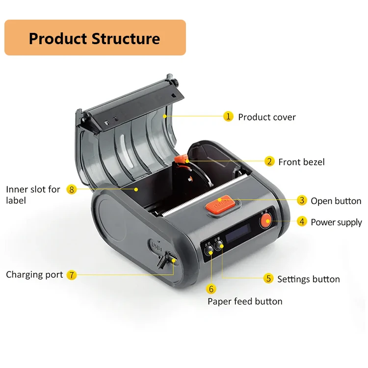Portable Thermal Label Printer - 3 Inch & 4 Inch Mini Sticker Printer