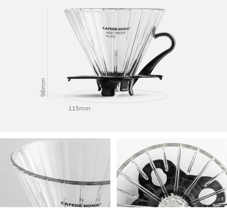 Cafede Kona Portable V60 Pour Over Coffee Grinder 304 Stainless ...