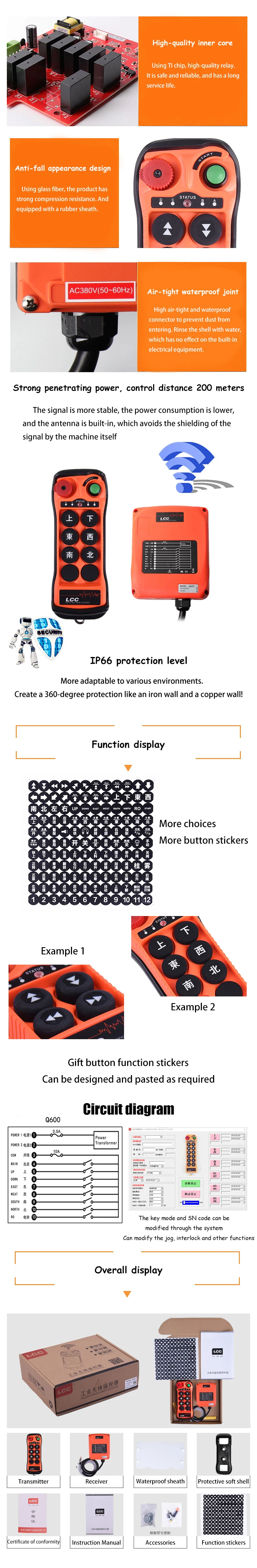 Long Distance 6-Way Switch 433mhz Remote Control for Light Boxes