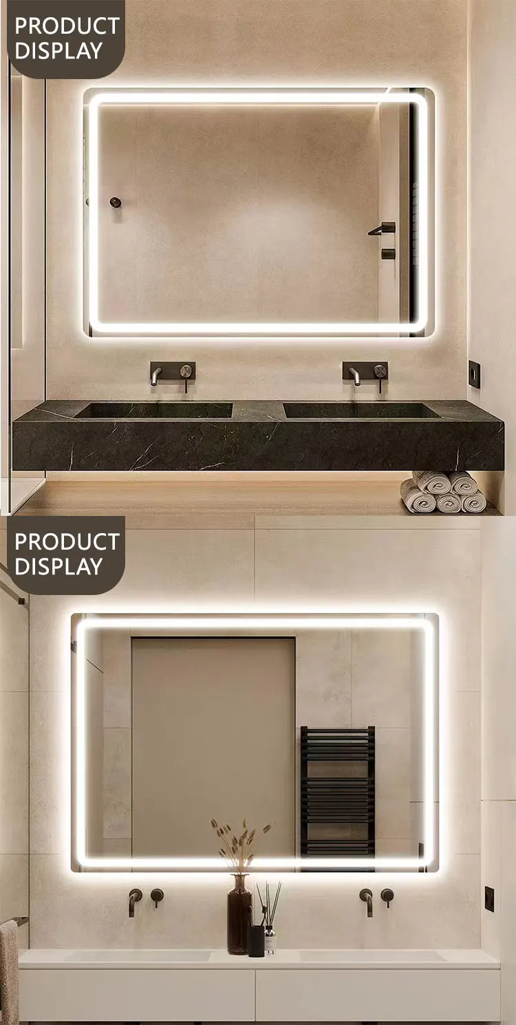 Factory Custom Led Wall Mirror Square Touch Screen Smart Led Mirror ...