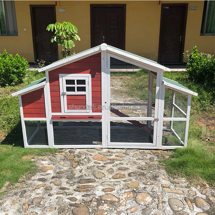 SDC038-01 Red Chicken Coop with Run Outdoor Wooden Chicken House with ...