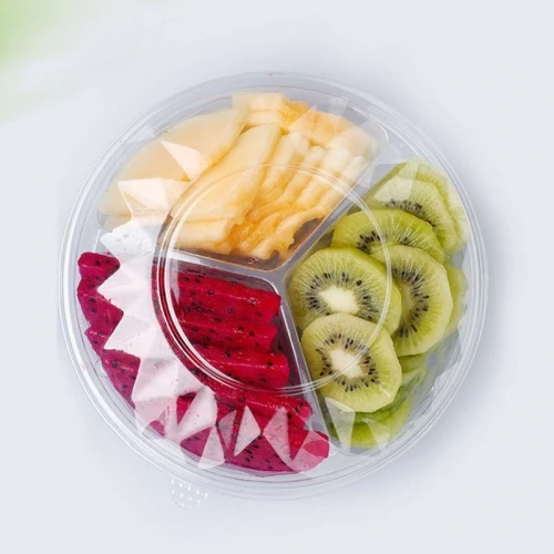 Plastic Tray With Lid Fruit Tray 6 Compartment Food Serving Reusable ...
