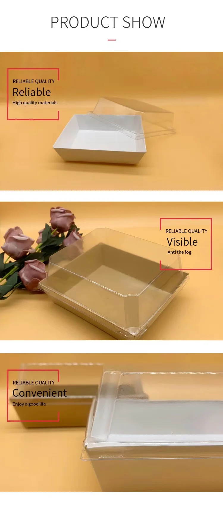 Disposable Plastic Fast Food Packaging Container Boxes
