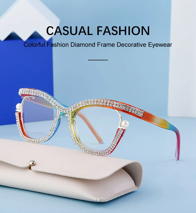 Trendy Oversized Oval Eyewear Diamond Optical Glasses Owl Shaped Frame ...