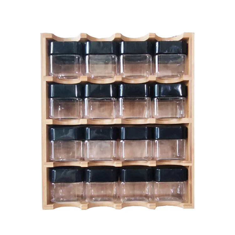 Household Kitchen 16 Cube Spice Storage Rack 4 Floors Bamboo Spice ...