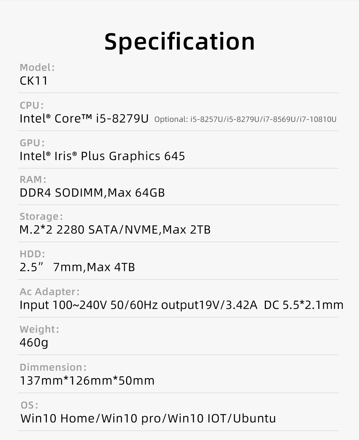 CYX Mini PC Core I7 10810U - 32G RAM, 512G SSD Gaming PC