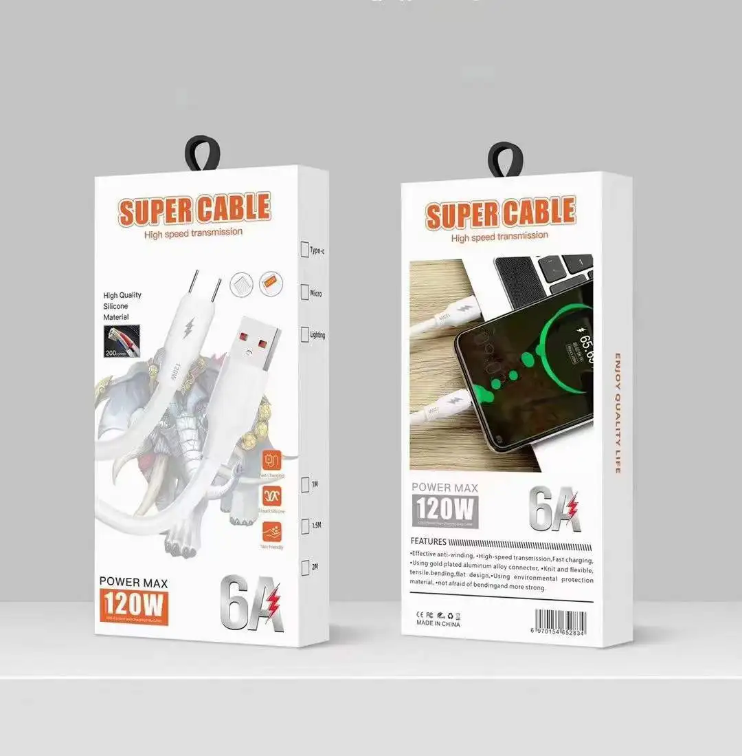 Original 120w Super Fast Charging Data Cable Tpe Od6.0 Micro Usb Type-c ...