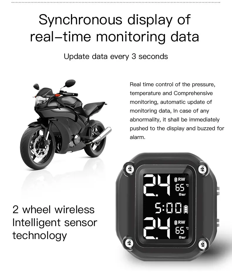 Motorcycle Tpm Tire Pressure Monitoring System With External Motorcycle ...