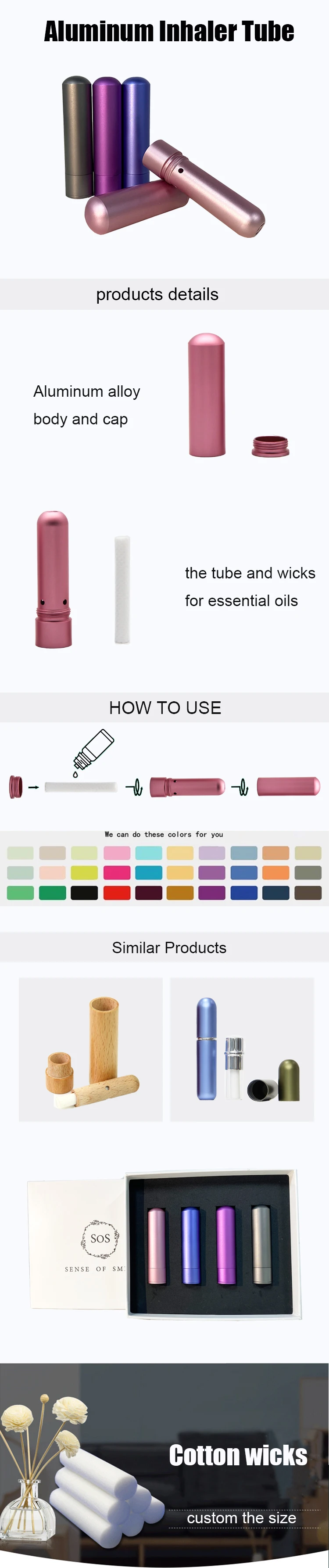 Aluminum Aromatherapy Inhaler Tubes Nasal Diffuser Inhaler Double ...