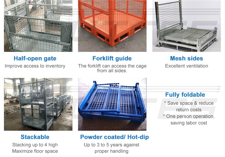 Heavy Duty Collapsible Galvanized Stacking Wire Mesh Pallets