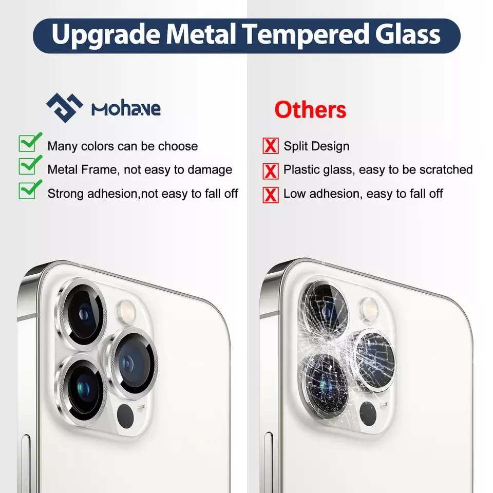 3D Mobile Ring Lens Screen Cover Tempered Camera Glass Lens Protector ...