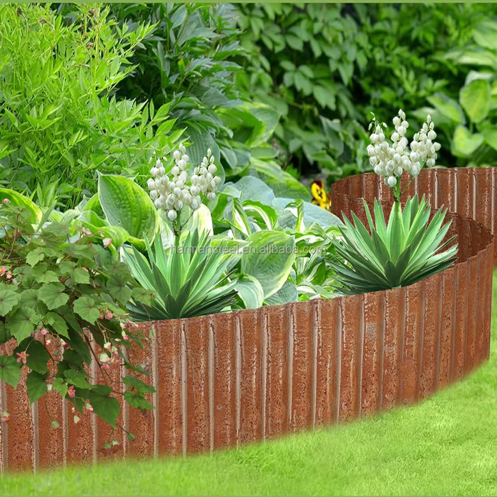 Corten Steel Lawn Garden Edging Border 5 m Metal Lawn Edging Height 14 ...