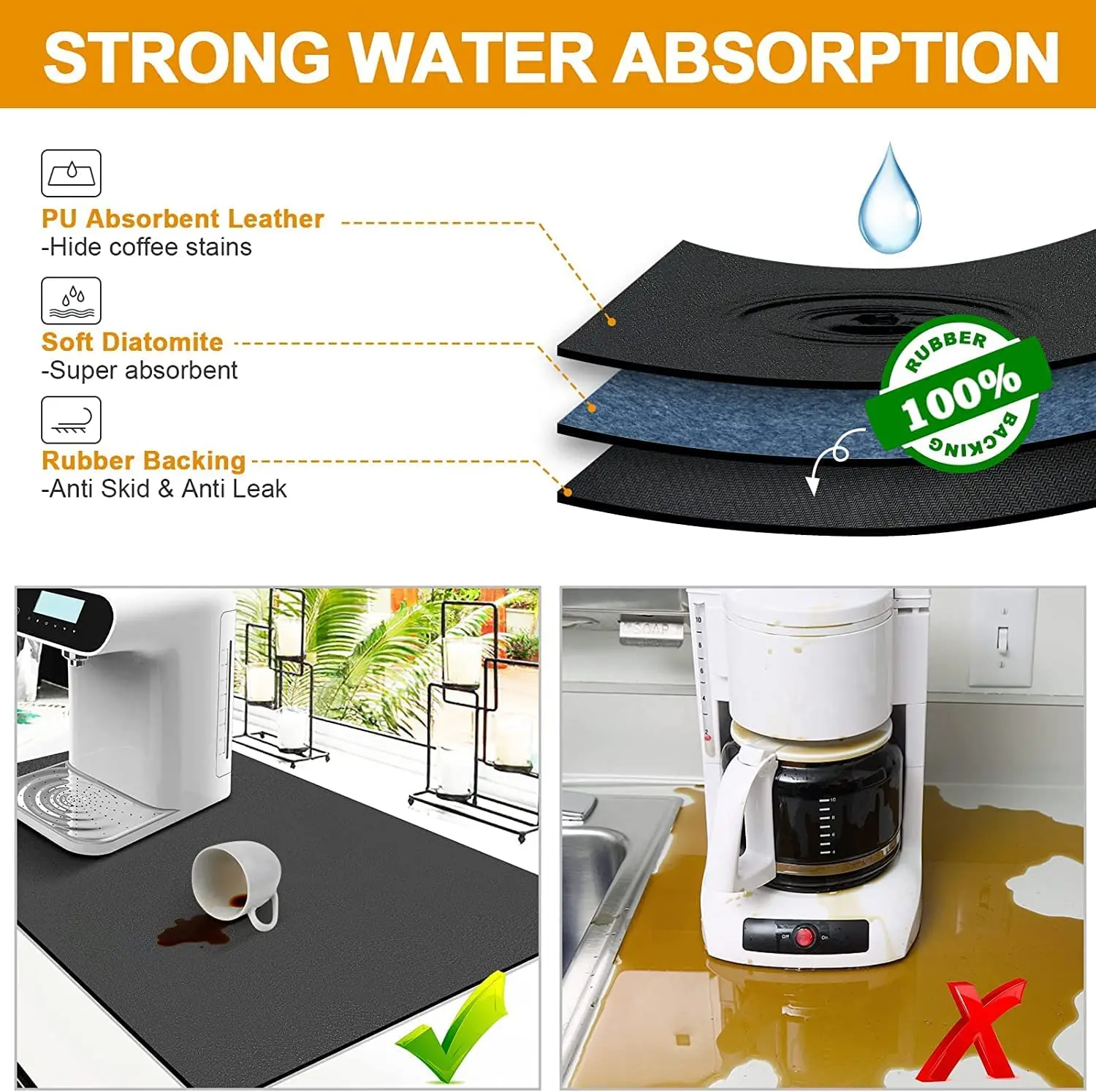 2023 Tabletex Dish Drying Mats For Kitchen Counter Coffee Mat Fit Under ...