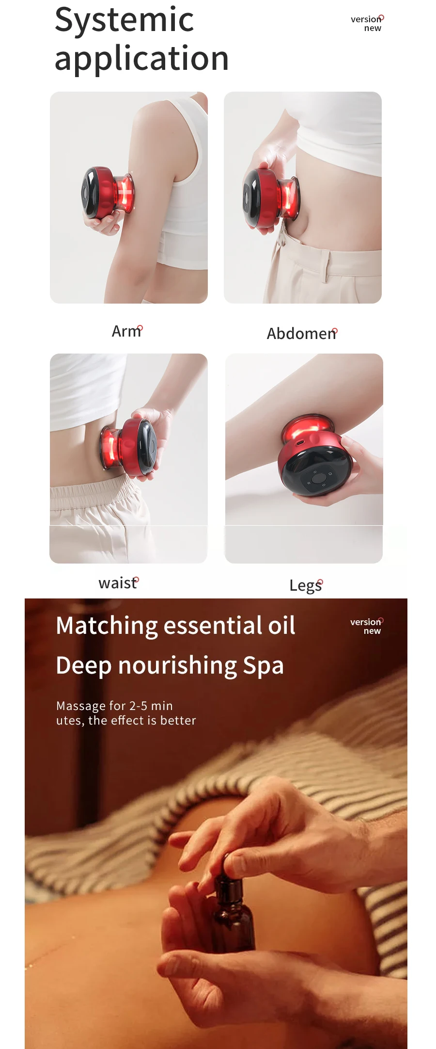 AI Chip Electric Rechargeable Smart Vacuum - Red Light Therapy