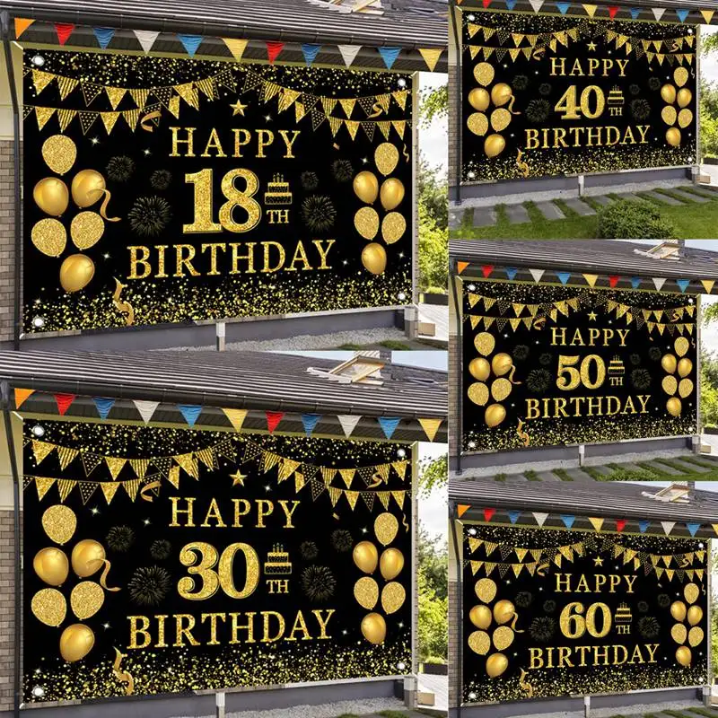 Happy 18th Birthday Decoration Backdrop Banner Birthday Photo Booth ...