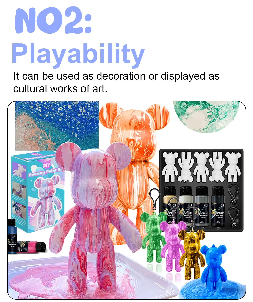 KHY Cute DIY Bear Painting Bearbrick 1000% White Figurine