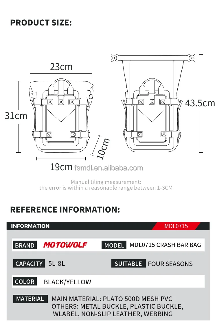 MOTOWOLF 30L Large-Capacity Waterproof Motorcycle Saddle Bags for ...