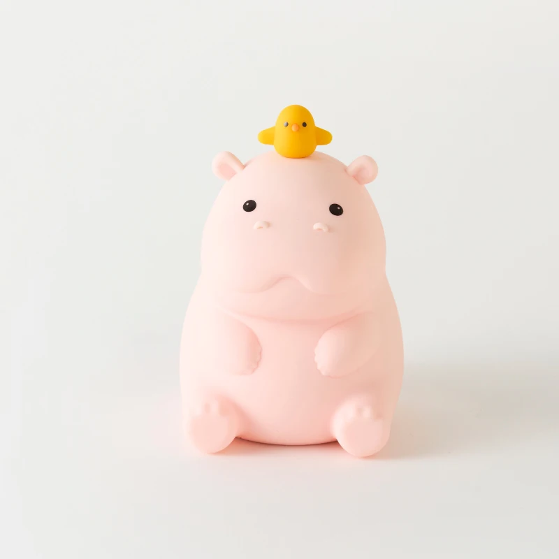 Cute Pink Hippo LED Night Light - Modern USB Charging Lamp