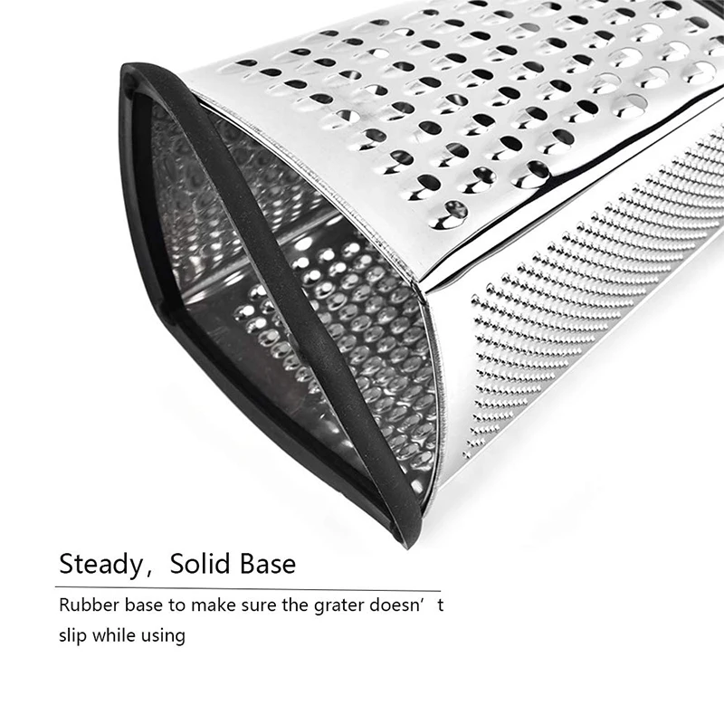 Kitchen Stainless Steel Four 4 Sided Cheese Grater Slicer With Non-slip ...
