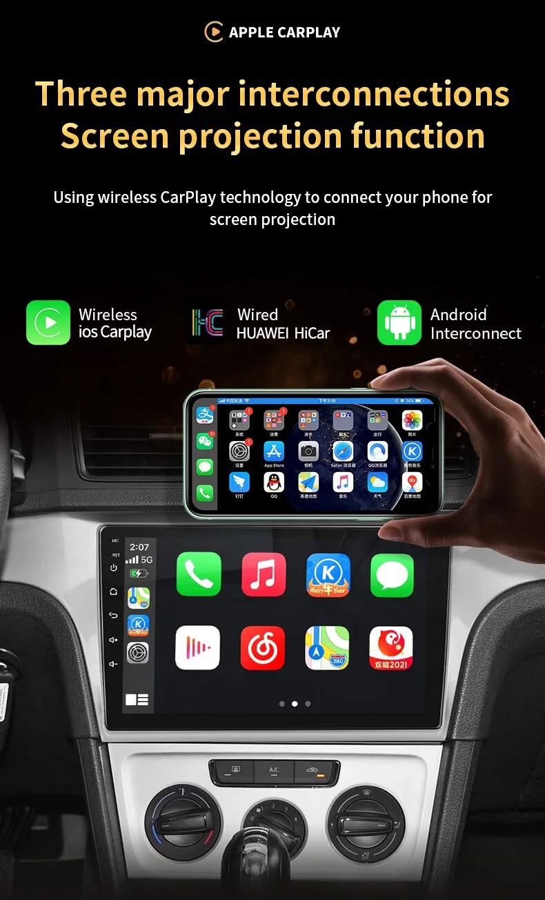 Ihuella Universal Android Carplay Carro Dvd Reproductor Radio Car Auto ...