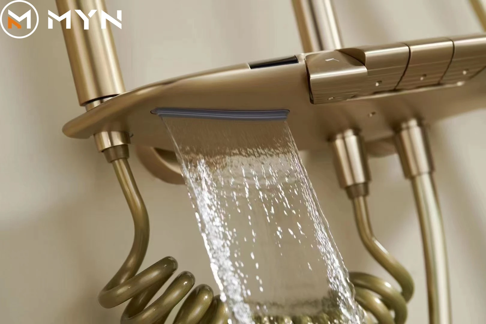 2024 Gold Bathroom Hot and Cold 4 Function Thermostatic Shower Set