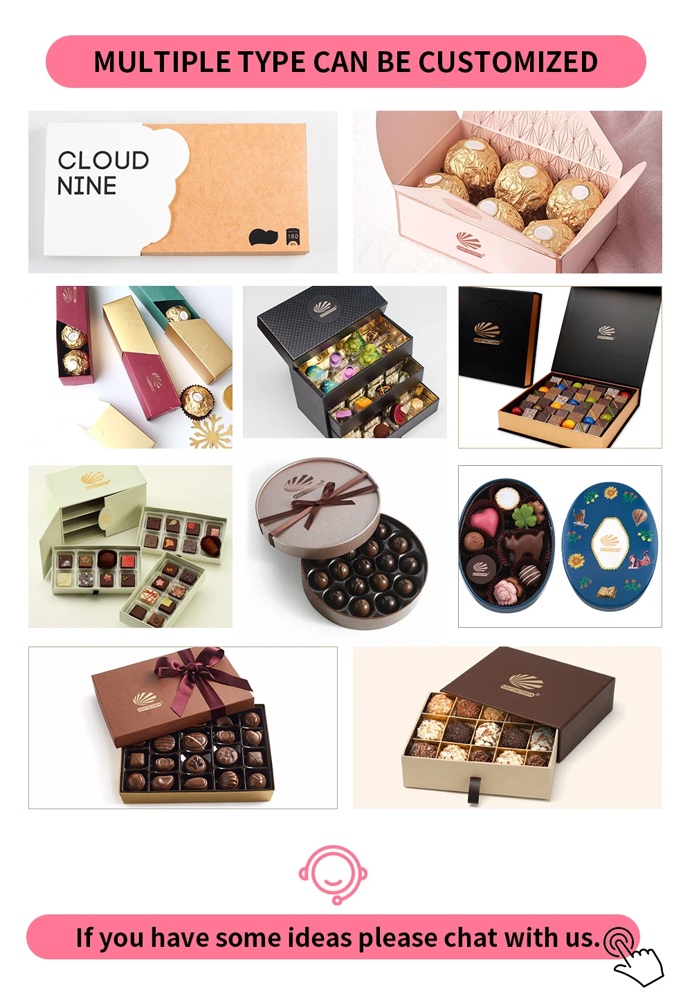Luxury Heart Shape Box of Chocolates Gifts Box Print Snack Packaging ...