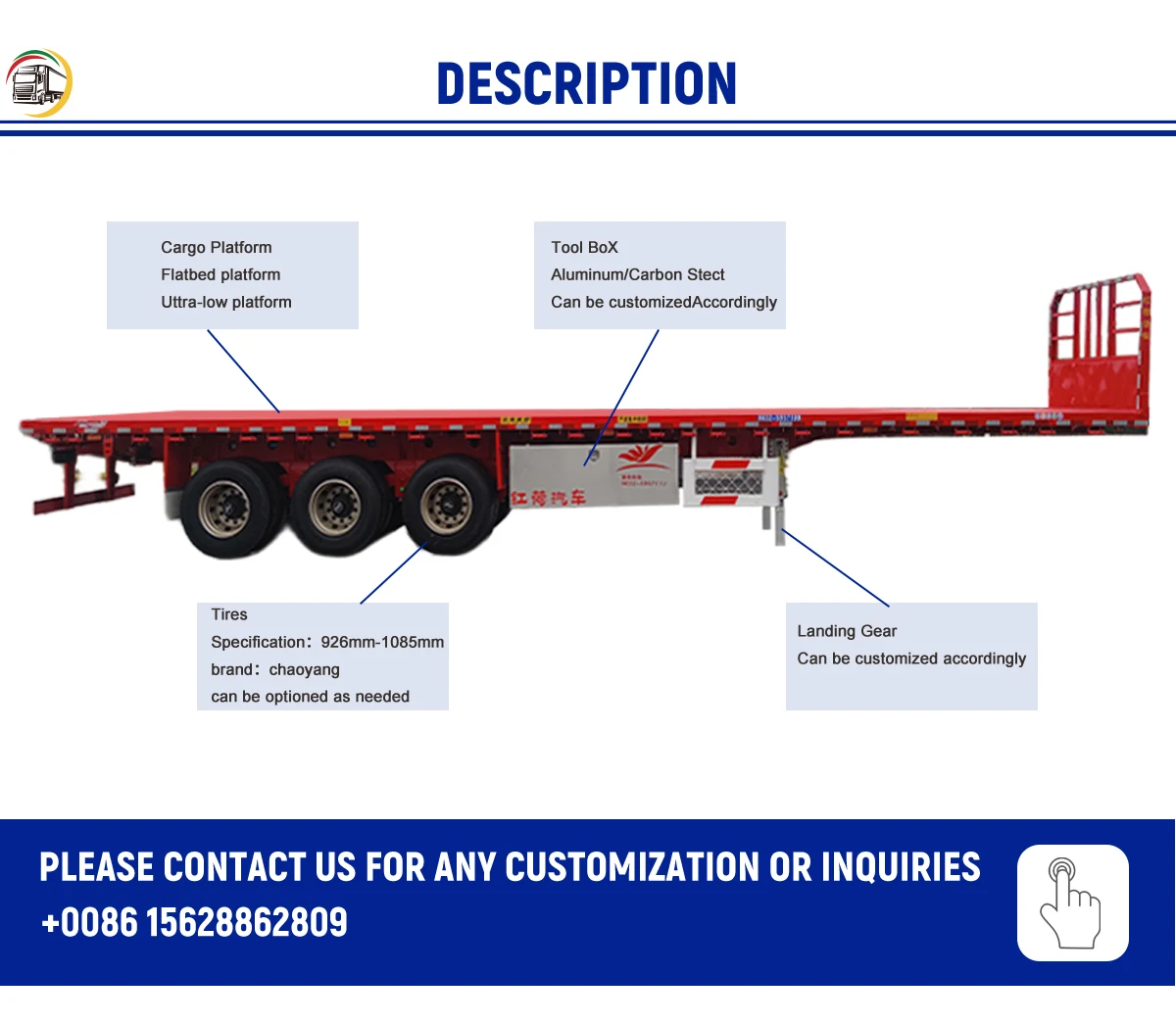 Shipping 20ft Flat Bed 45 Feet 40ft Container Chassis Platform Trailers ...