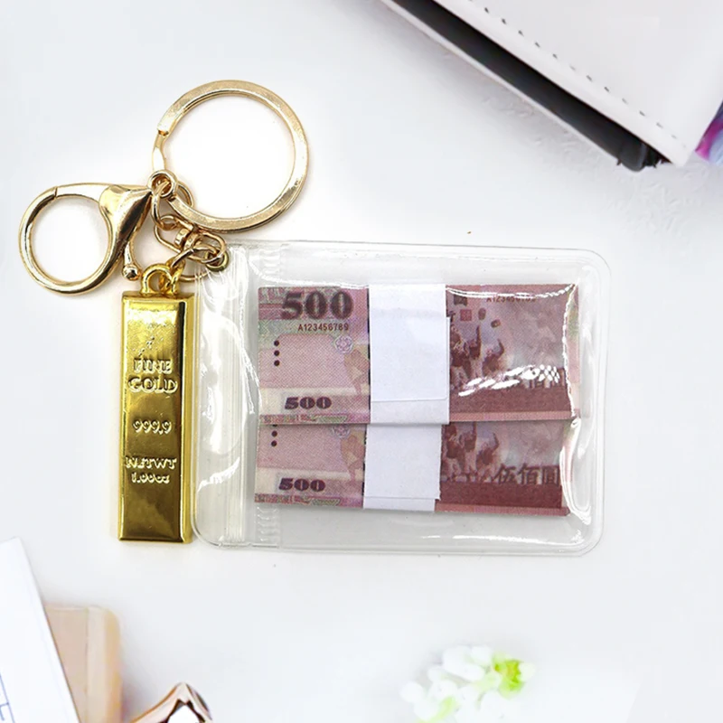 Custom 2d/3d Dollar Bill Keychain Currency Gold Bar Key Chain With Gold ...