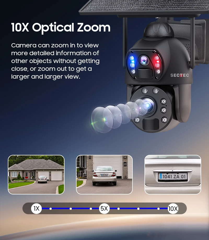 10X Optical Zoom Solar Camera - Secure & Smart Surveillance