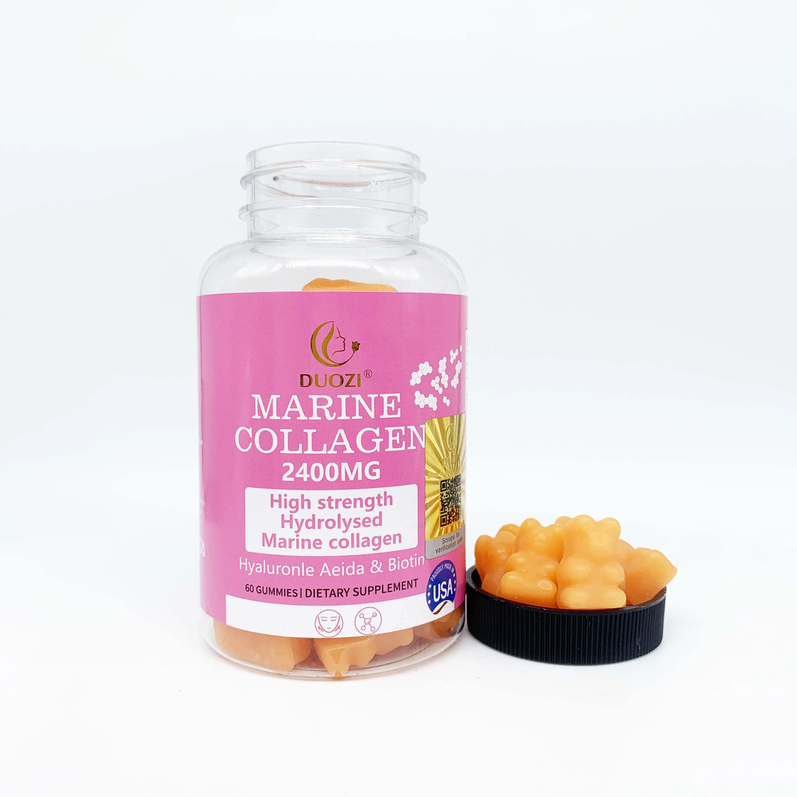 Oem Beauty Vitamin Gummy Marine Collagen Gummy for Skin Whitening Skin ...