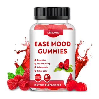 Lineone Magnesium Glycinate Gummies 400mg With Ashwagandha,B1,B3,Rhodiola Rosea & Saffron For ...