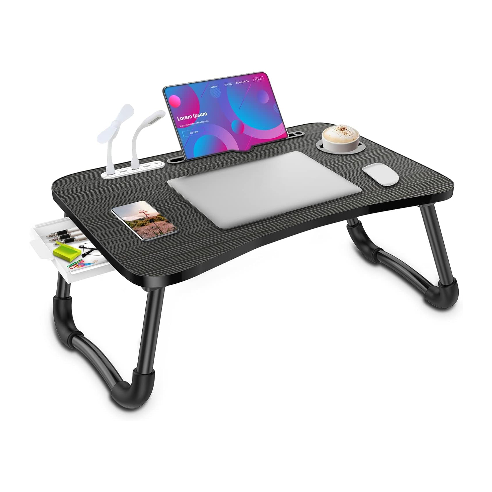 Bonvan Foldable Laptop Table - Sturdy & Portable Sofa Desk