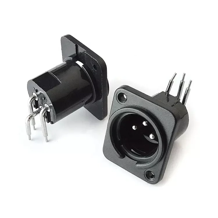 3 Pin XLR Female Audio Socket - Bent Feet Connector