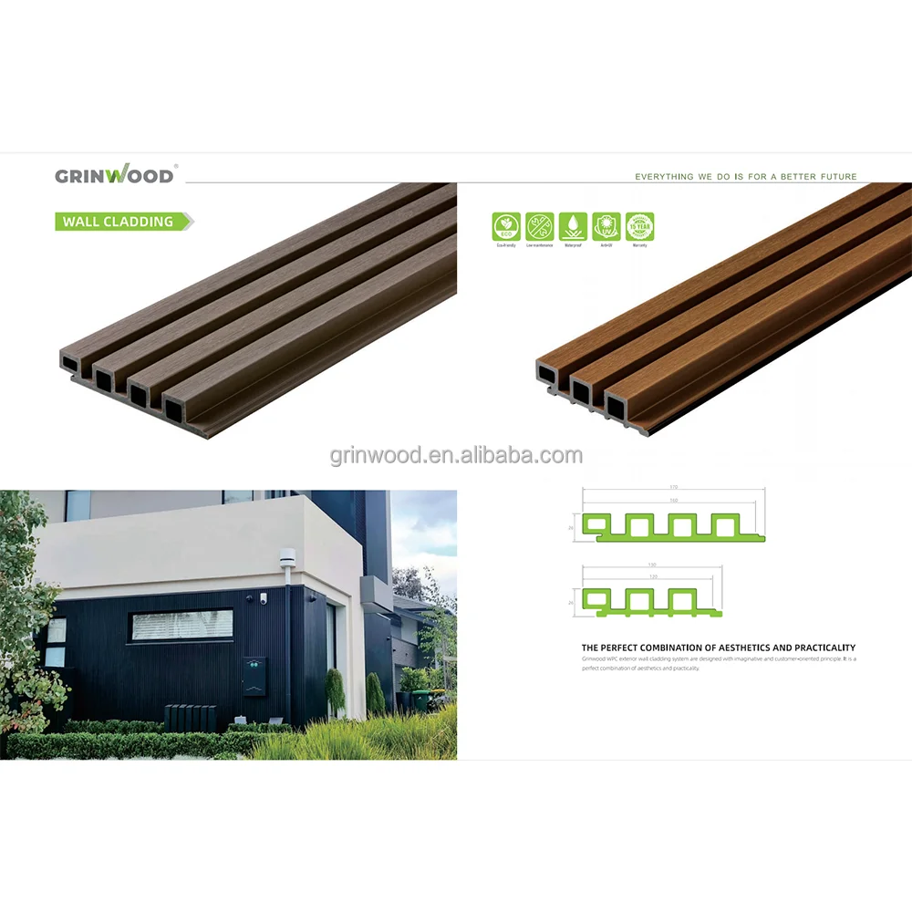 Water Proof WPC Wall Panels for Outdoor - Grinwood Cladding