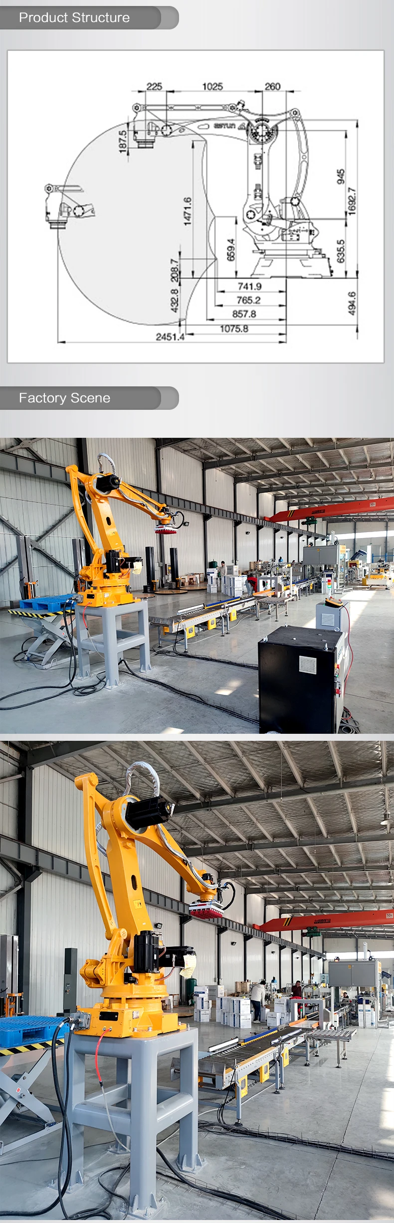 Fully Automatic Robot Palletizer for Pallet and Barrel Bag Carton Case Tape