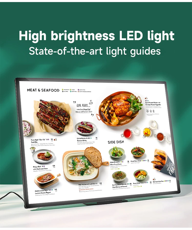 Pizza Cafe Bar Table Led Menu Light Box With A3 A4 Horizontal Vertical ...