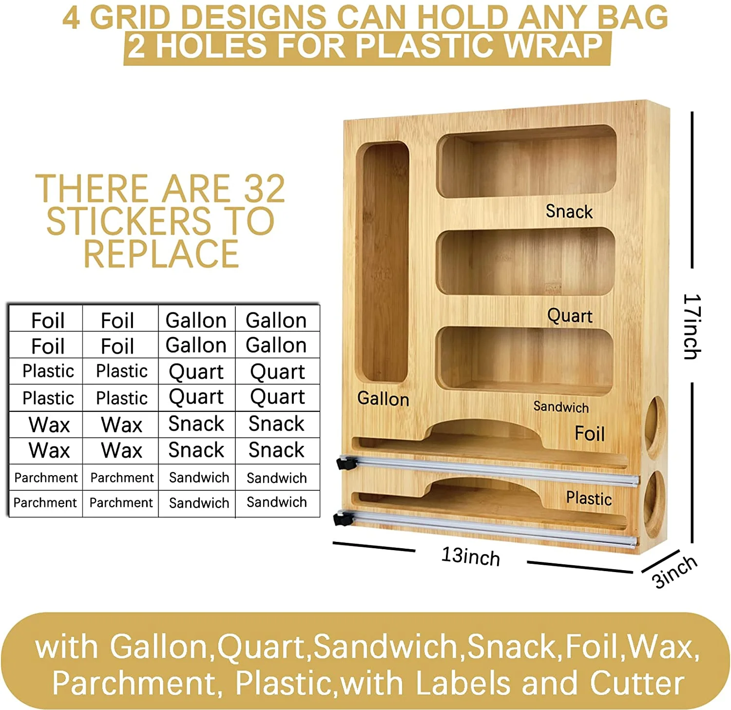 Efficient Kitchen Organization with Bamboo Ziplock Bag Storage