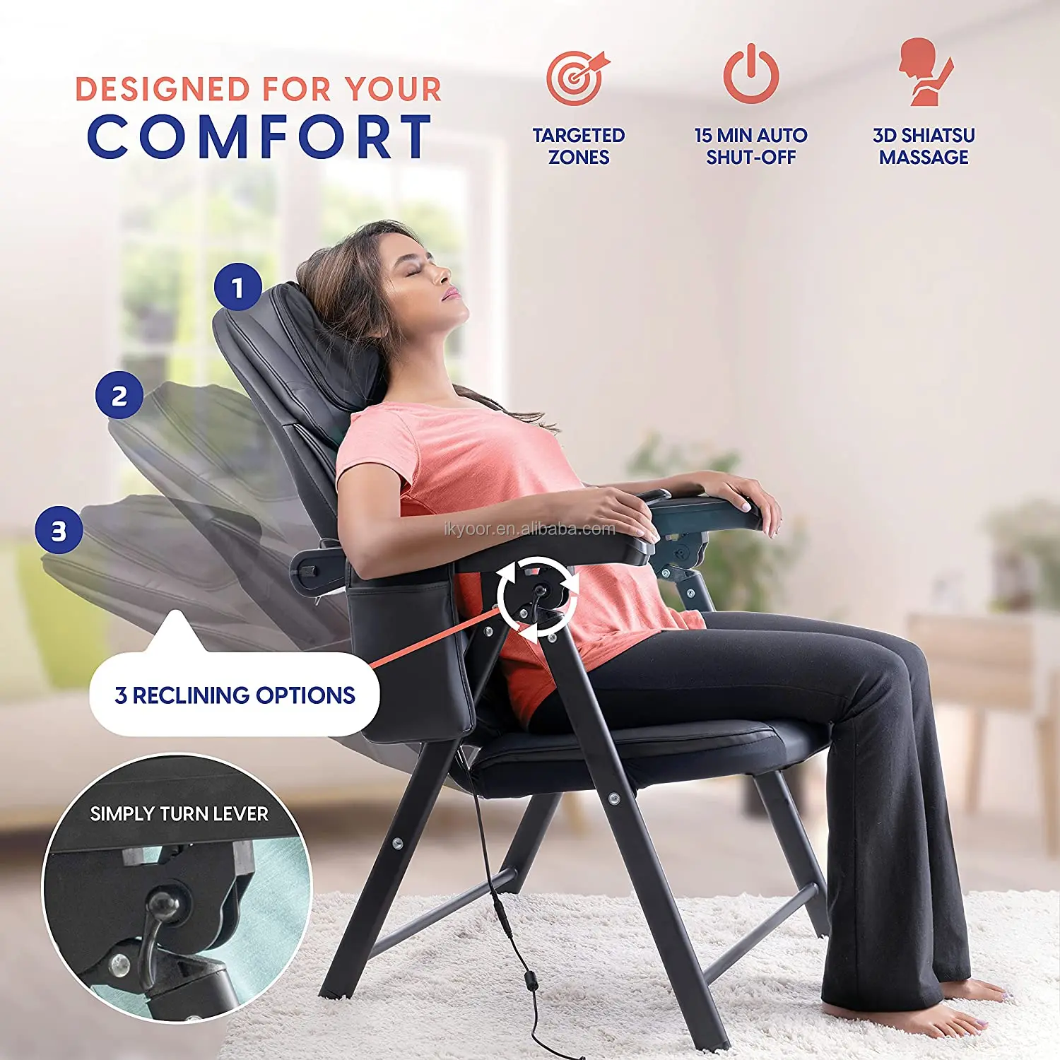 Oem Foldable Portable Shiatsu Massage Recliner Chair With Heat Stress ...