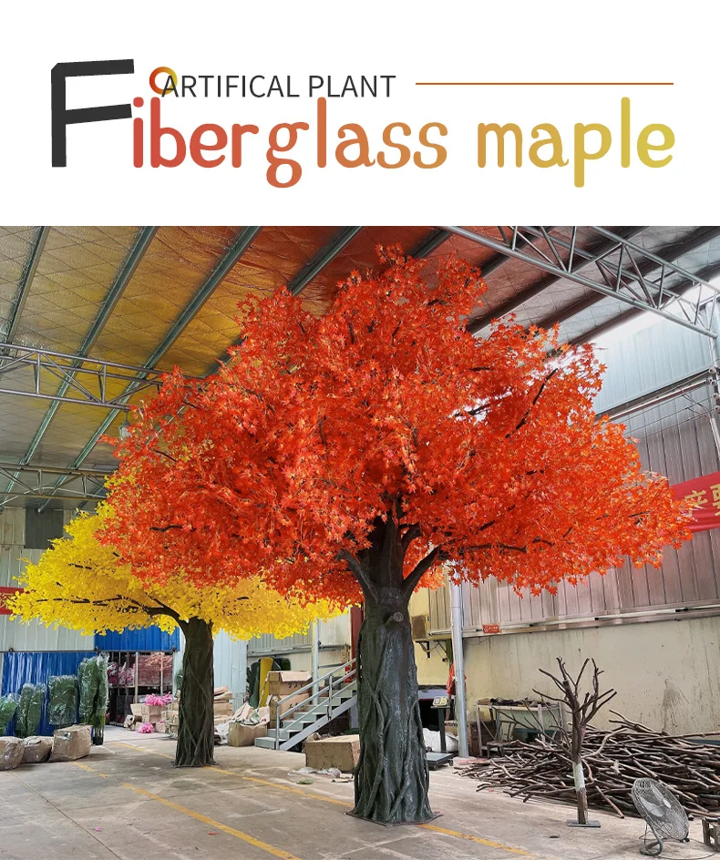 Outdoor Large Artificial Red Maple Tree Hotel Shopping Mall Daily Plant ...