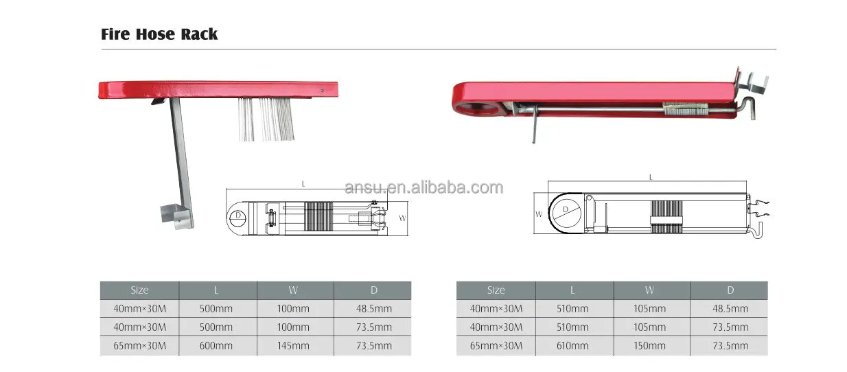 Fire Hose Cabinet - 30m, 2.5'' Hose with Rack for Firefighting