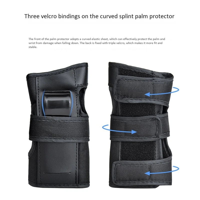 Adjustable Size Skating Protective Wrist Elbow & Knee Pads Set 7 Pcs ...