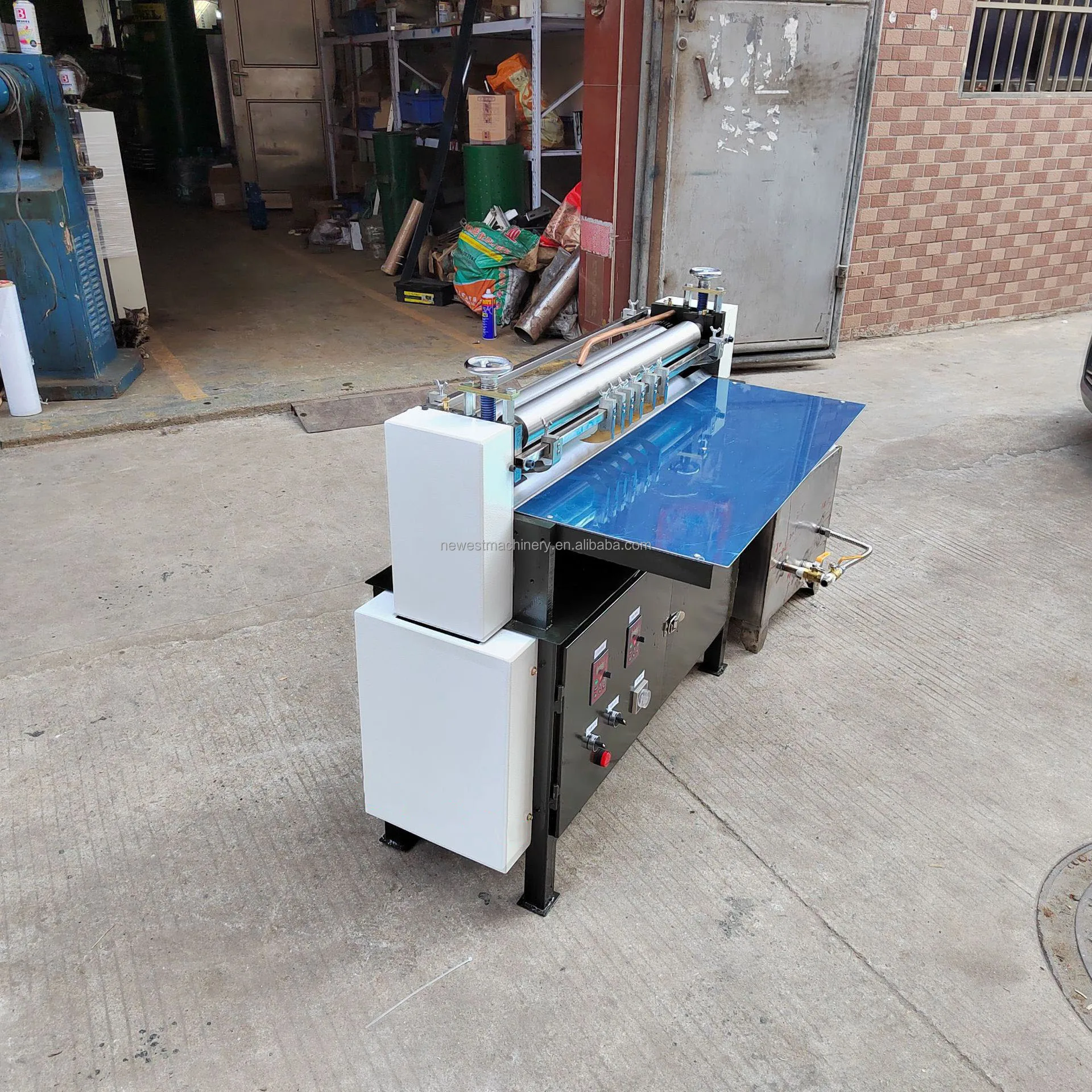 Industrial Semi Automatic Top Side Paper Sticker Gluing Machine