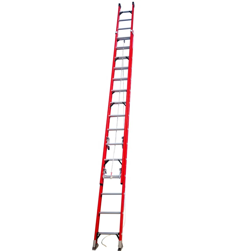 Frp Red Color Non-conducting Fiberglass Insulated Extension Ladder For ...