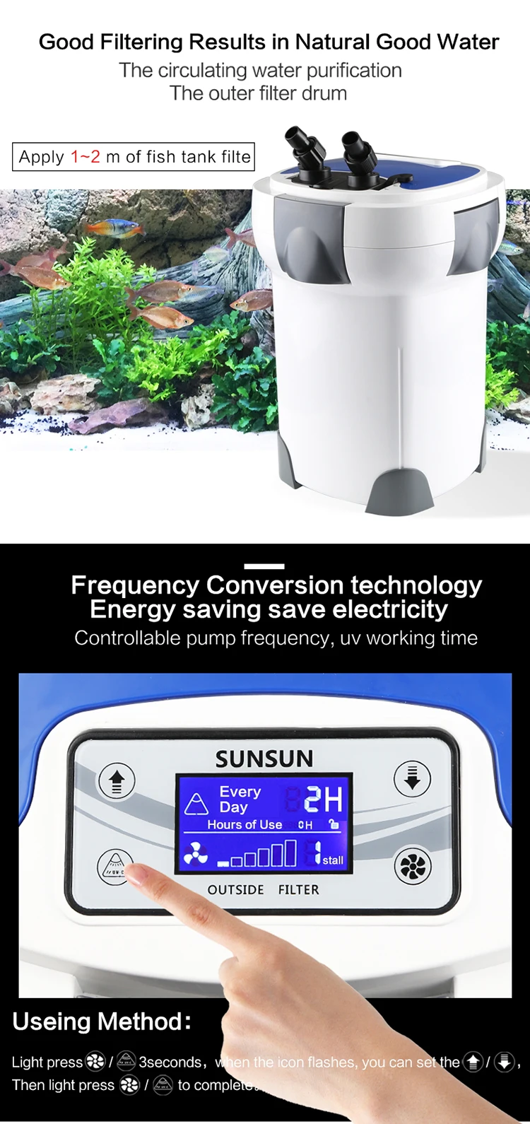 SUNSUN HW-3000 Canister Filter - Efficient Aquarium Maintenance